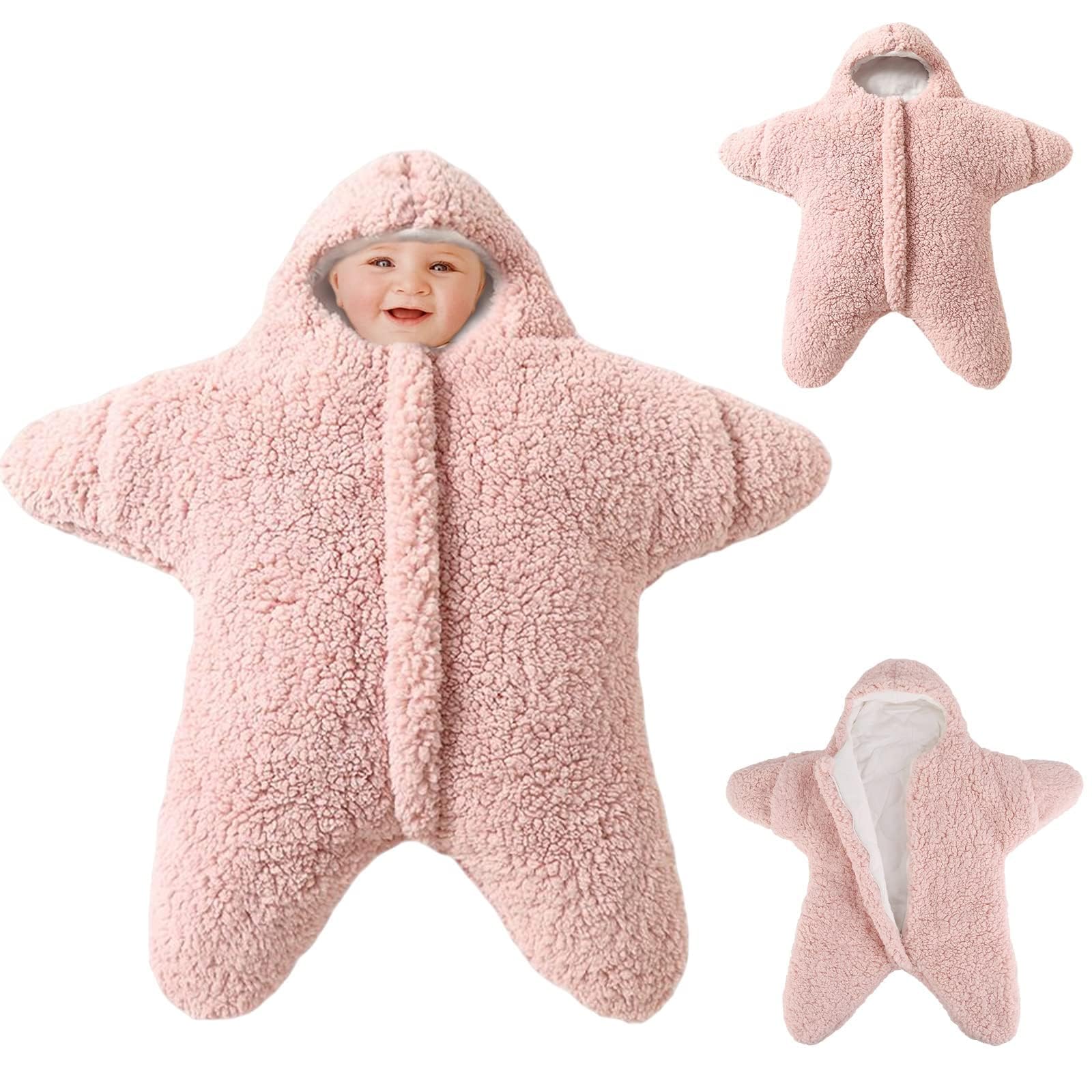 Baby Warm Sleeping Stroller Blanket Soft Thick Fleece Sleeping Bag Windproof Starfish Fleece Warm Snowsuit for 0-6 Months Boys Girls