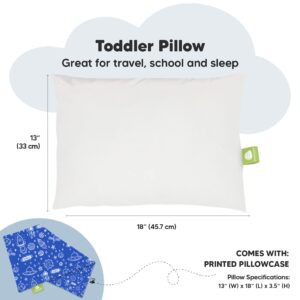 KeaBabies Toddler Pillow with Pillowcase Bundle - Organic Cotton Toddler Pillows for Sleeping (Off to Space & KeaFriends)