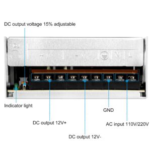 Switching Power Supply, SJHPRMXF AC 110V/220V to DC 12V 30A 360W Universal Regulated Switching Power Supply Transformer Adapter LED Driver for LED Strip, CCTV Camera System, Radio