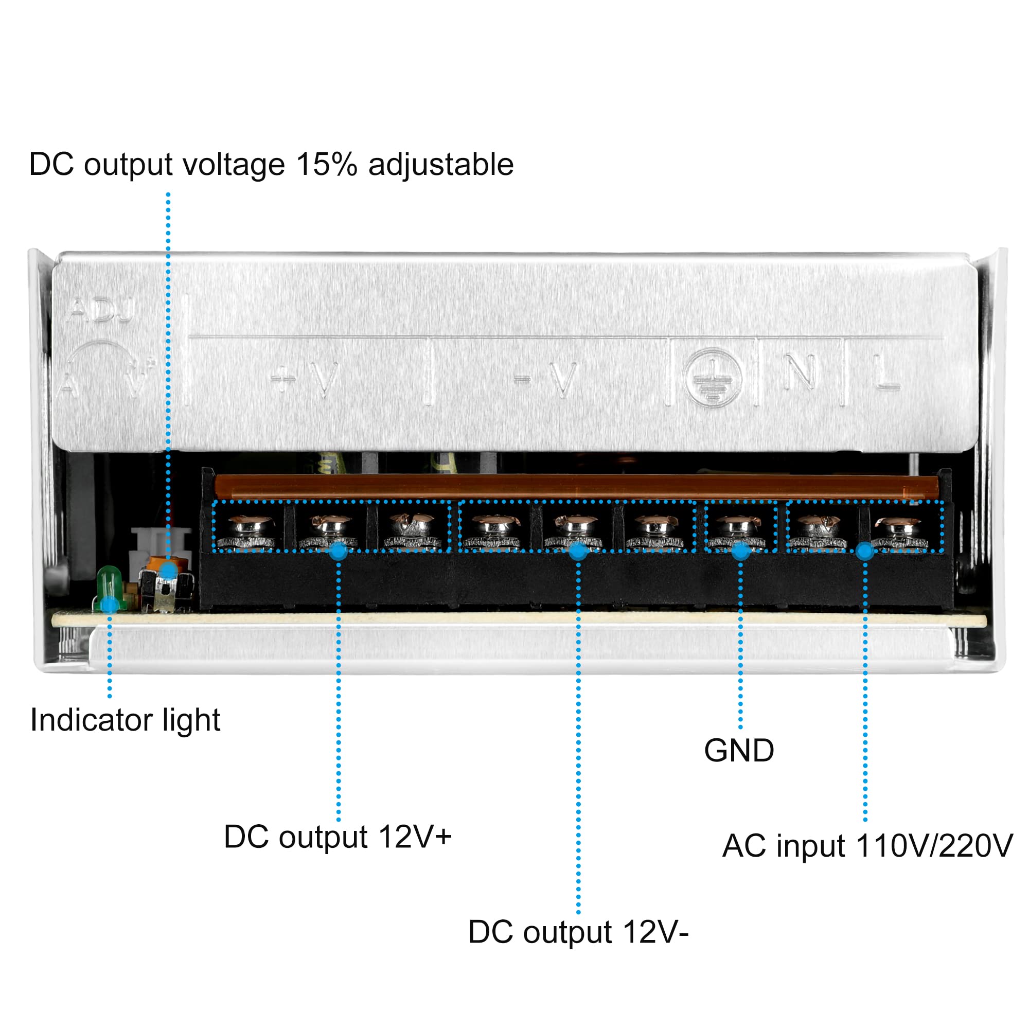 Switching Power Supply, SJHPRMXF AC 110V/220V to DC 12V 30A 360W Universal Regulated Switching Power Supply Transformer Adapter LED Driver for LED Strip, CCTV Camera System, Radio