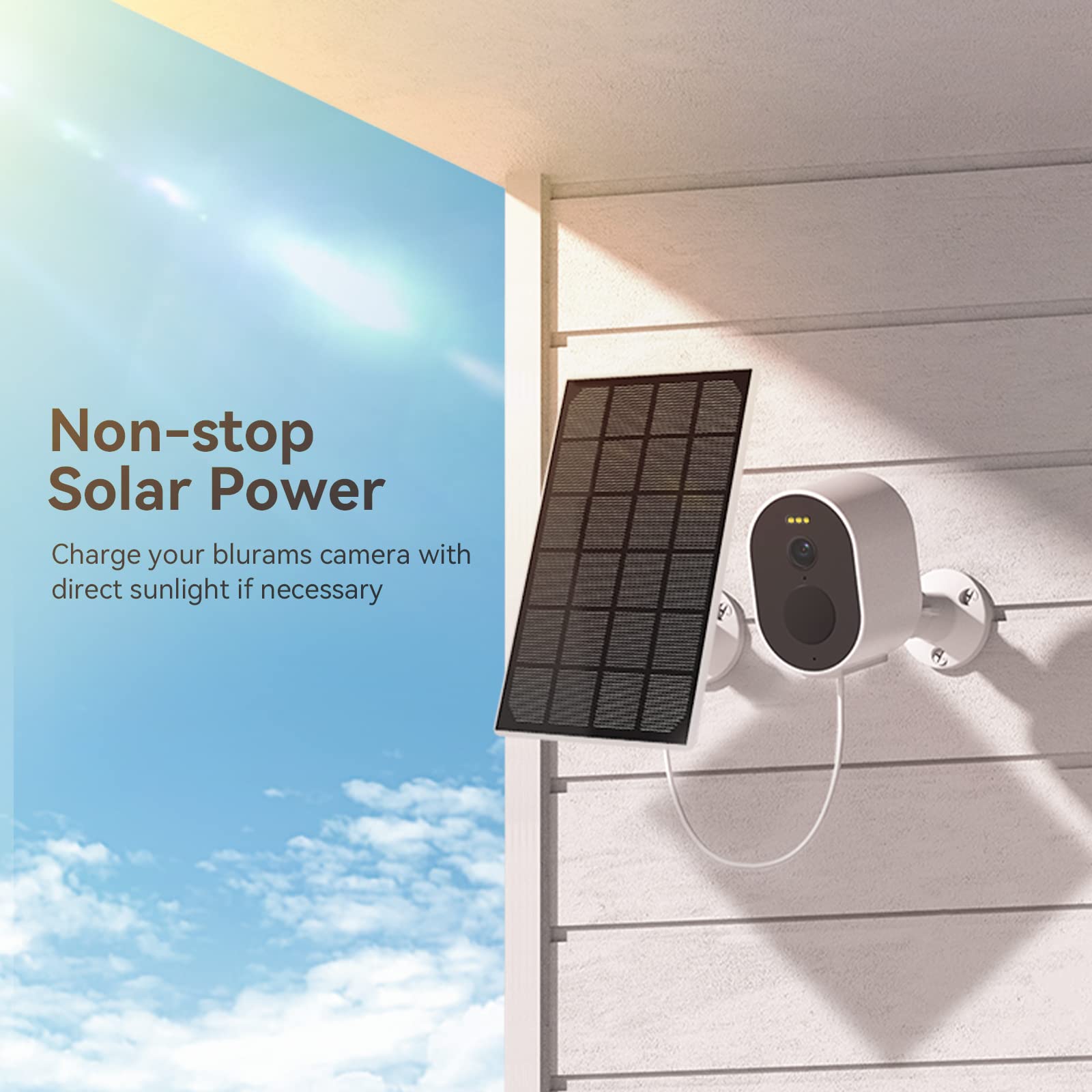 blurams Solar Security Cameras Outdoor with 2K, Cameras for Home Security with Color Night Vision, IP66 Weatherproof, PIR Human Detection, 2-Way Audio w/Siren & Spotlight, Works w/Alexa