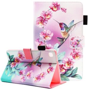 nannxiebky samsung galaxy tab a7 lite case 8.7 inch cover model sm-t220 t225 t227, multi-viewing angle folio wallet stand case for galaxy a7 lite 8.7" 2021 tablet, bird flower