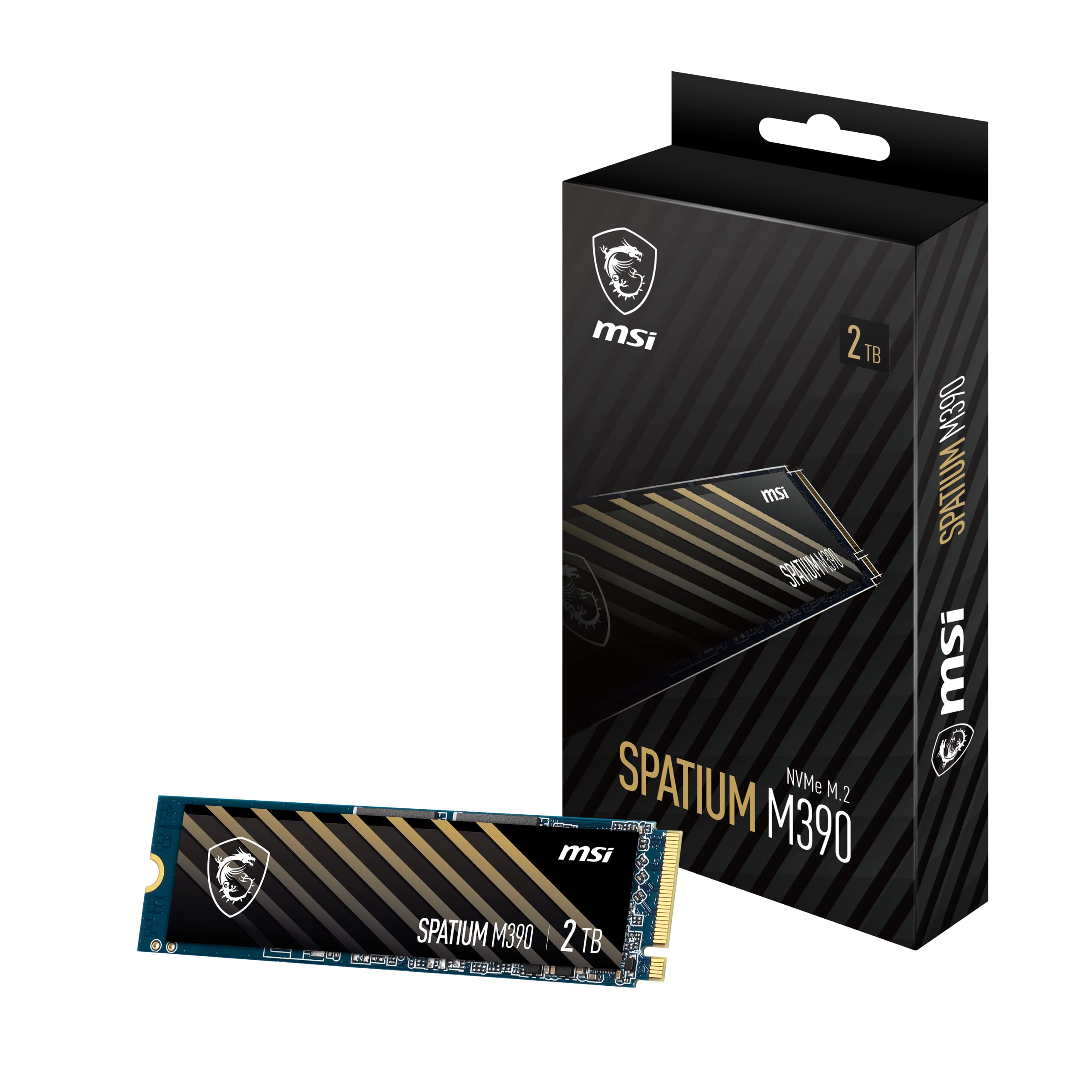 MSI SPATIUM M390 NVMe M.2 2TB Internal Gaming SSD PCIe Gen3 up to 3300MB/s 3D NAND Up to 1200 TBW