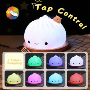 Pretoee Dumpling Light for Kids, Cute Night Light Color Changing Silicone Night Light USB Charge, Squishy Lamp for Boys Girls Kawaii Gift