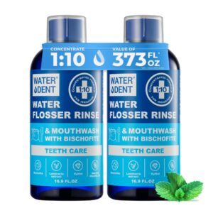 water dent concentrated irrigant, mouthwash teeth care | add to water flossers | mint flavor | pack of 2 = 372 fl.oz | alcohol free, fluoride free. made in usa