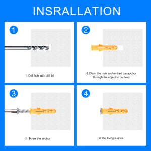 MIWAT Self Drilling Wood Screws and Drywall Anchors for LED Flood Lighting Install 20 30 50 100 150W, 36 PCS (M6-45 Kit, Stainless Steel, Flat, Phillips, Nickel, 18 Pairs)