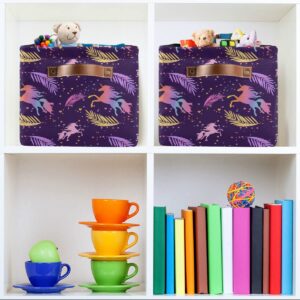 Unicorns Hearts Stars Rectangular Storage Bin Basket with Handles - Nursery Storage, Laundry Hamper, Book Bag, Gift Baskets