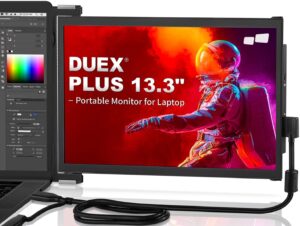 duex plus portable monitor for laptop, 13.3" full hd ips dual screen for laptops, mobile pixels usb c powered plug and play portable display,windows/apple compatible