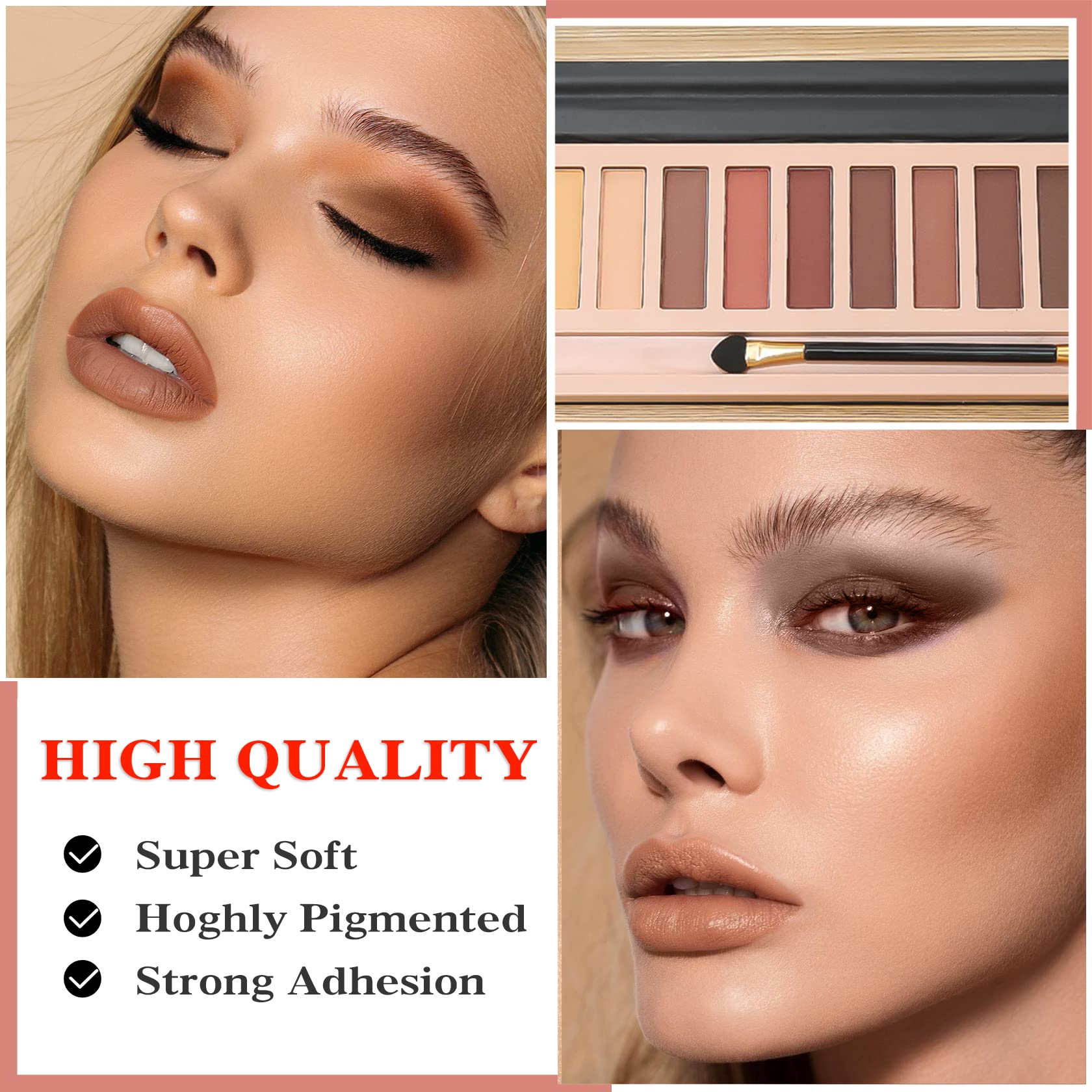 12 Colors Naked Eyeshadow Palette,Nude Eyeshadow Palette,Natural Matte Eyeshadow Palette,Eye Shadow Palette with Brush,Waterproof & Long Lasting Smokey Eye Makeup(Matte)