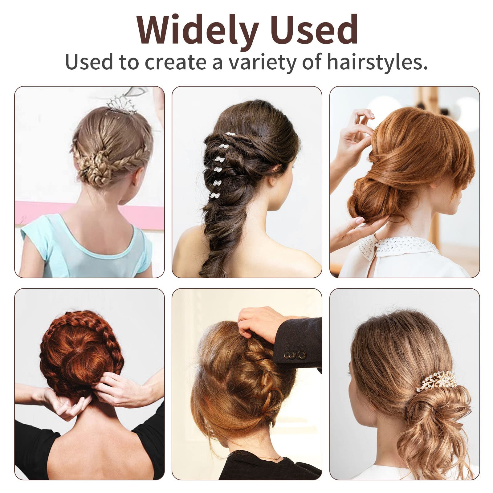 Cehony U Shaped Hair Pins, 200 Count Buns Waved Hair Pins for Updos with Box for Women Lady Girls Bobby Pins French Historical Hair Styling Pins Hair Accessories (Brown, 2.4 Inch)