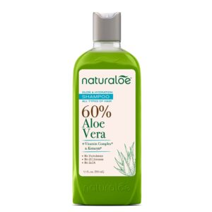 naturaloe - glow & hydration shampoo - 100% vegan formula infused with 60% aloe vera gel, ecofriendly, cruelty free, no parabens, no silicones - 12 fl oz