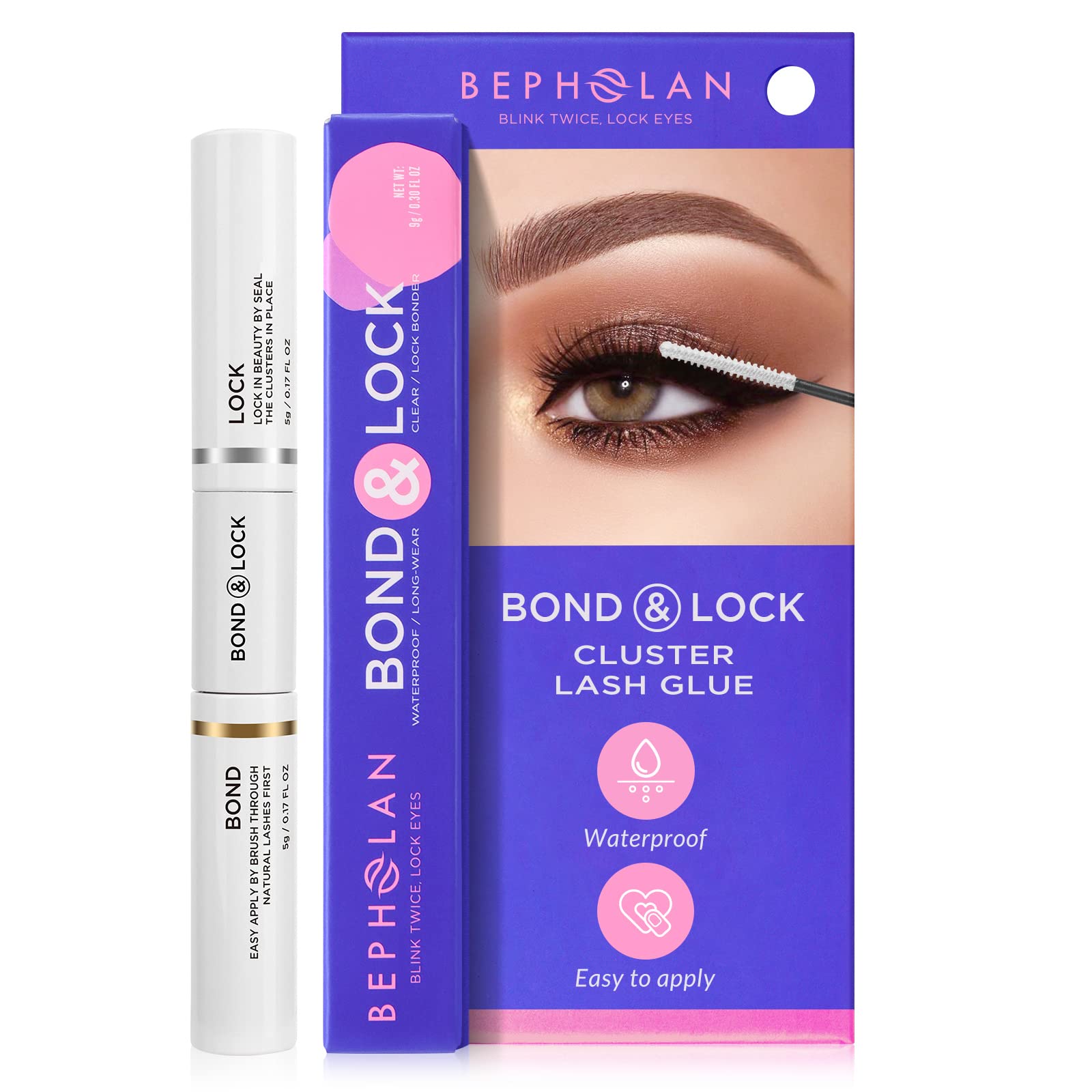 BEPHOLAN Lash Bond and Seal, DIY Eyelash Extension Bond & Seal, Lash Glue Mascara Infused with Biotin & Vitamin E–Super Strong Hold & Latex Free, Suitable for Sensitive Eyes, 0.30 oz