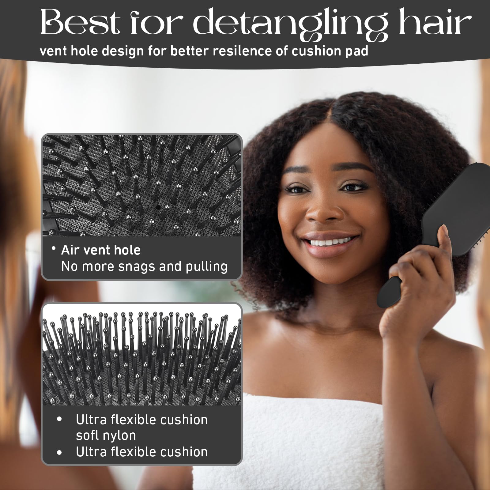 SIGHTLING 5PCS Paddle Hair Brush Set, Detangling Brush and Hair Comb Set for Men and Women, Great On Wet Dry Long Thick Thin Curly Natural Hair