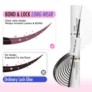 BEPHOLAN Lash Bond and Seal, DIY Eyelash Extension Bond & Seal, Lash Glue Mascara Infused with Biotin & Vitamin E–Super Strong Hold & Latex Free, Suitable for Sensitive Eyes, 0.30 oz