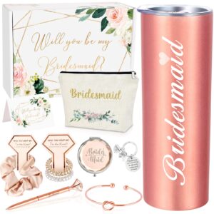 homabachyco bridesmaid proposal gifts, will you be my bridesmaid gift box, engagement wedding gifts wine tumbler bridal bachelorette party gifts for bridesmaids, 20oz wine tumbler gift set