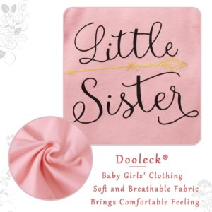 DOOLECK Little Sister Big Sister Outfits Matching Set Baby Girl Long Sleeve Ruffle Tops Romper Floral Pants Headband 3PCS Clothes Set (0-3 Months, Little Sister, Pink)