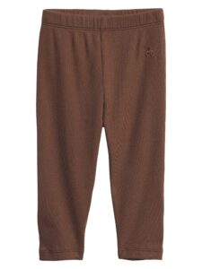 gap unisex baby ribbed legging, cozy brown, 12-18 months us