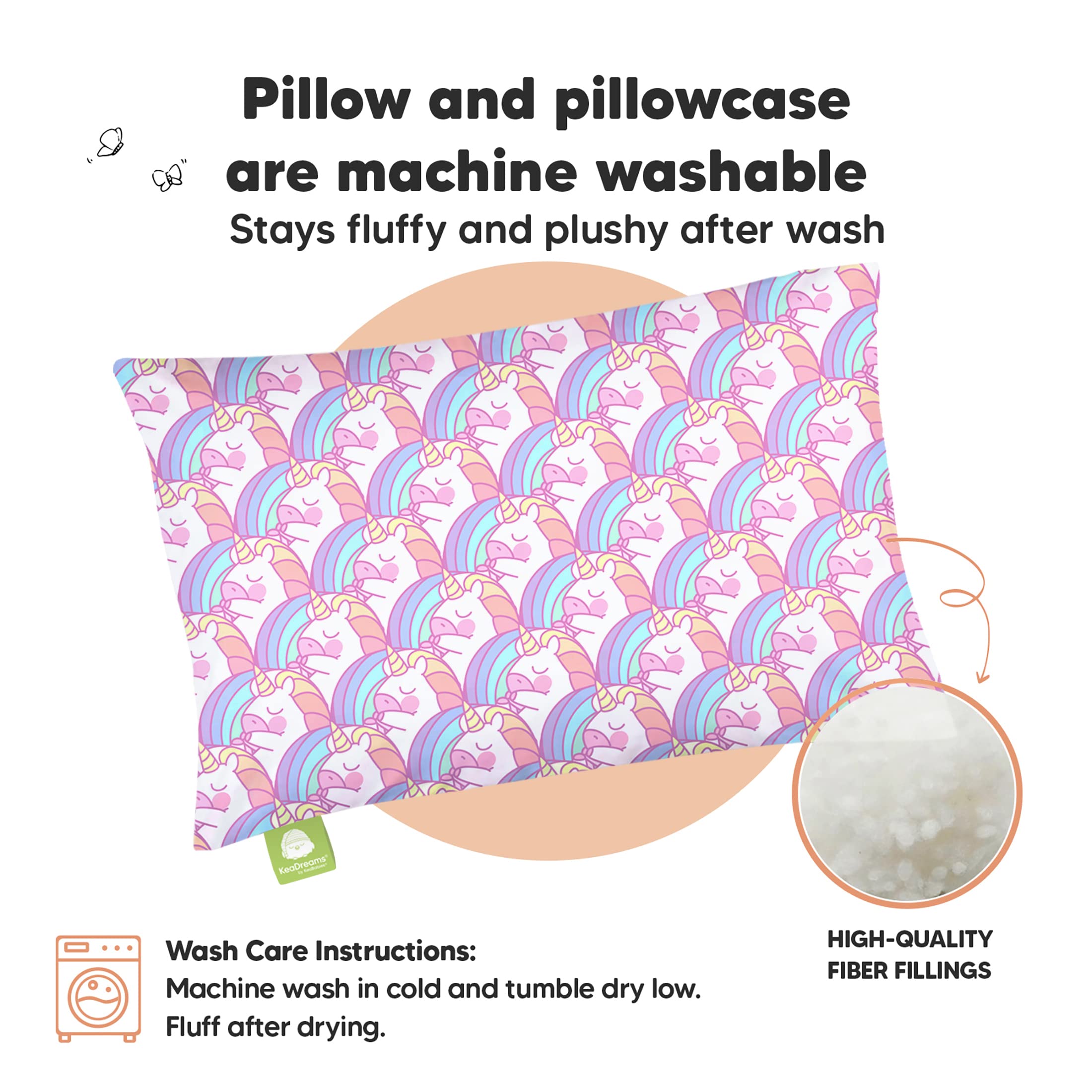 KeaBabies Toddler Pillow with Pillowcase and Jumbo 14X20-13x18 My Little Dreamy Pillow - Soft Organic Cotton Toddler Pillows for Sleeping - Organic Cotton Toddler Pillows for Sleeping