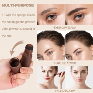 Eyebrow Stamp Stencil Kit, Eyebrow Stamp and 34 Reusable Eyebrow Stencils for Perfect Eyebrow Makeup, Waterproof, Long-Lasting(Dark Brown)