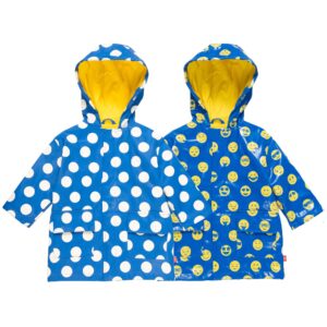 magnetic me color changing raincoat for toddlers with hood and easy magnet closure boys blue polka dot emoji toddler rain jacket/coat size 3t