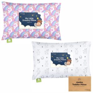 keababies toddler pillow with pillowcase and jumbo 14x20-13x18 my little dreamy pillow - soft organic cotton toddler pillows for sleeping - organic cotton toddler pillows for sleeping