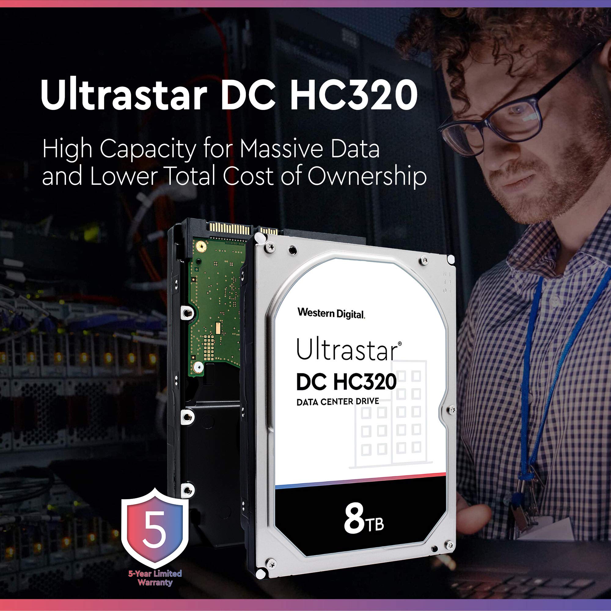 HGST WD Ultrastar DC HC320 8TB 7200 RPM SATA 6Gb/s 3.5-Inch Enterprise Hard Drive (HUS728T8TALE6L4) (Renewed) Mechanical Hard Disk