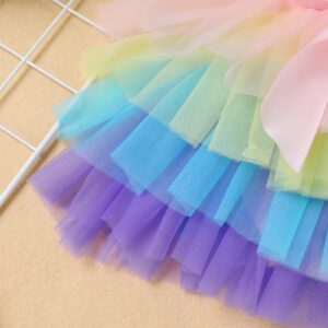 Baby Girls Rainbow Tutu Skirt with Headband Sets Toddler Girl Tulle Bloomers Diaper Covers Bowknot Bottom Skirts Skorts Tutu for Baby Girl 1st Birthday Cake Smash Outfit Rainbow 6-12 Months