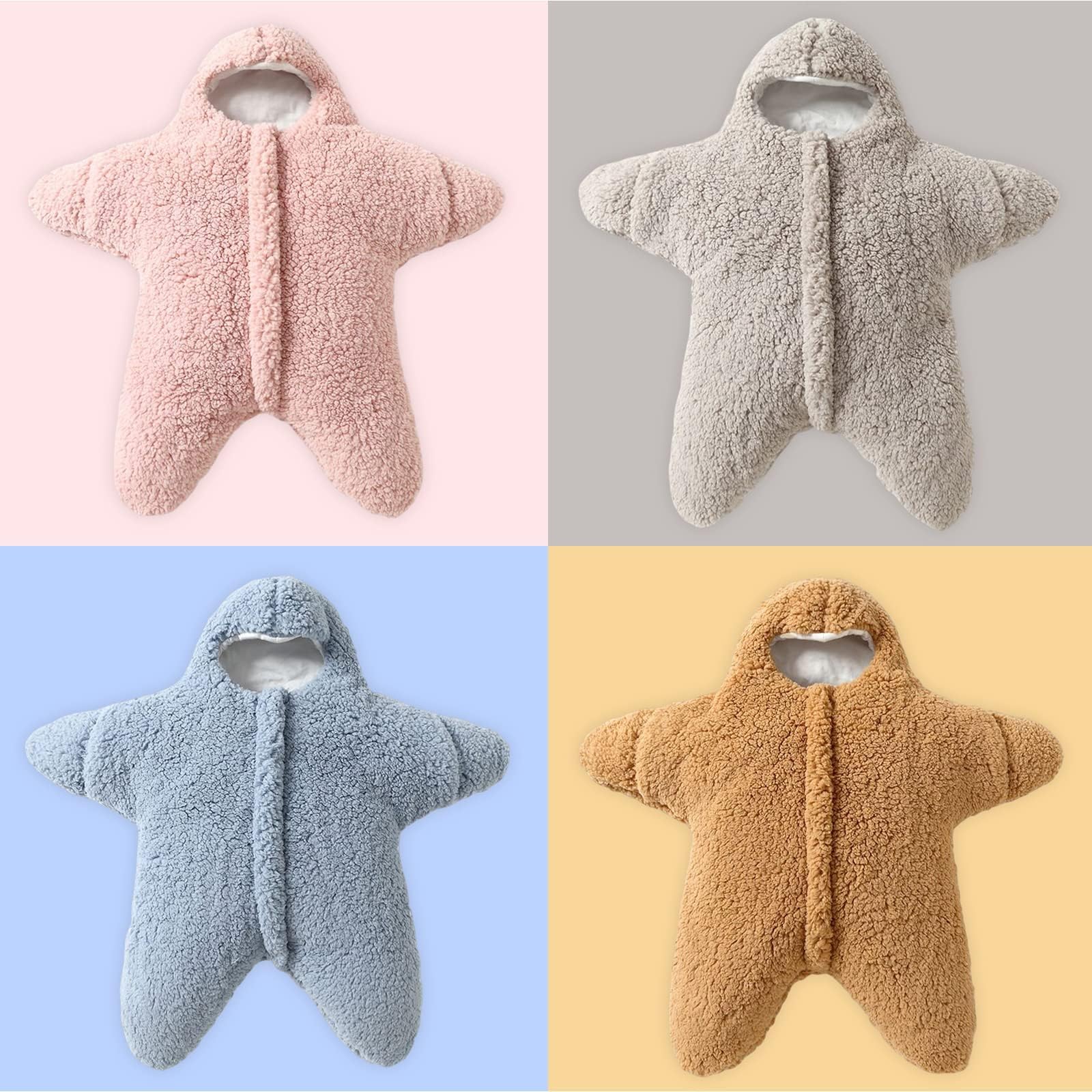 Baby Warm Sleeping Stroller Blanket Soft Thick Fleece Sleeping Bag Windproof Starfish Fleece Warm Snowsuit for 0-6 Months Boys Girls