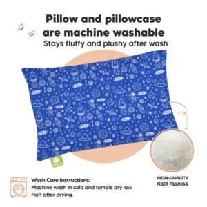 KeaBabies Toddler Pillow with Pillowcase Bundle - Organic Cotton Toddler Pillows for Sleeping (Off to Space & KeaFriends)