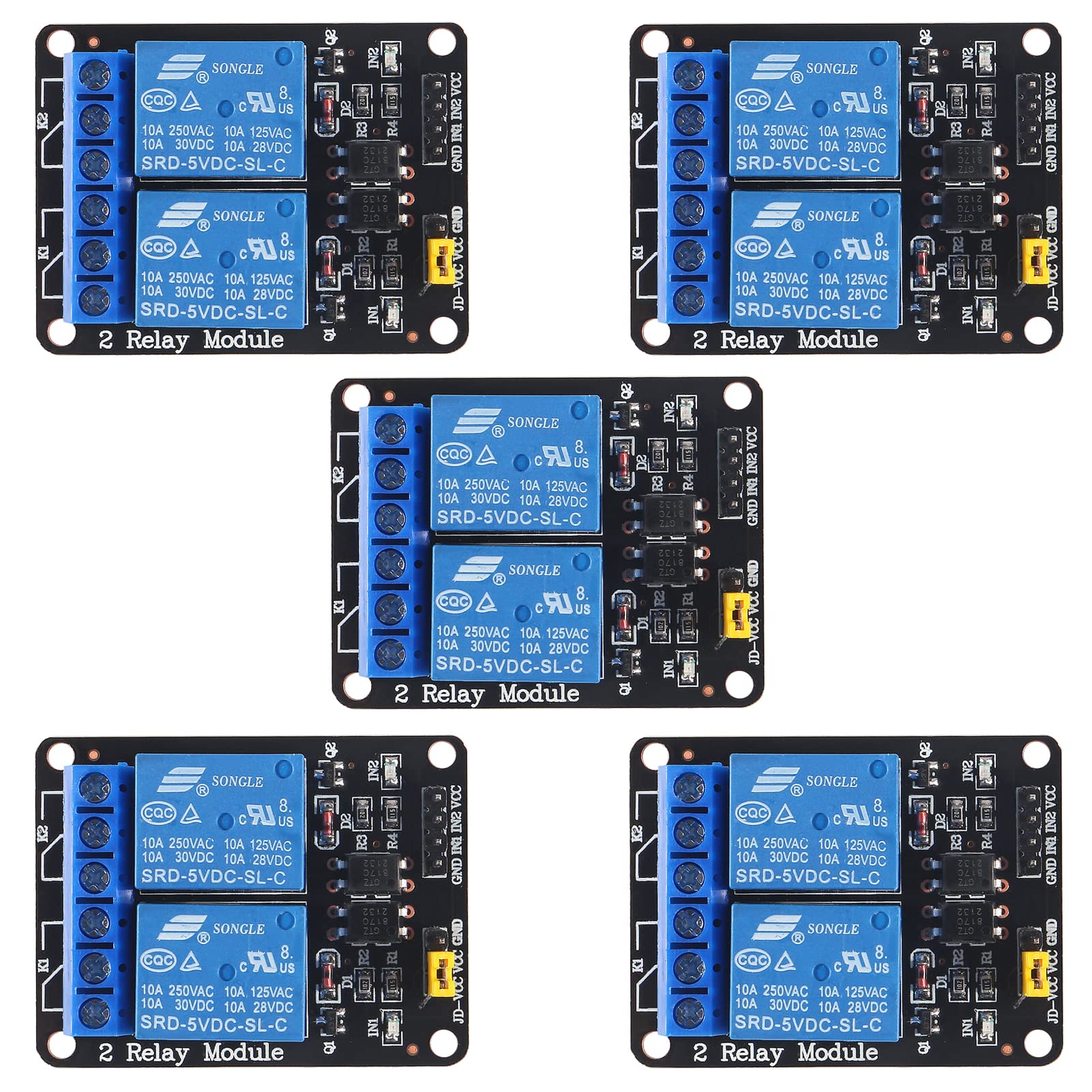 DWEII 10 PCS 2 Channel DC 5V Relay Module with Optocoupler Low Level Trigger Expansion Board Compatible with Arduino R3 MEGA 2560 1280 DSP ARM PIC AVR STM32 Raspberry Pi