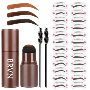 eyebrow stamp stencil kit, eyebrow stamp and 34 reusable eyebrow stencils for perfect eyebrow makeup, waterproof, long-lasting(dark brown)