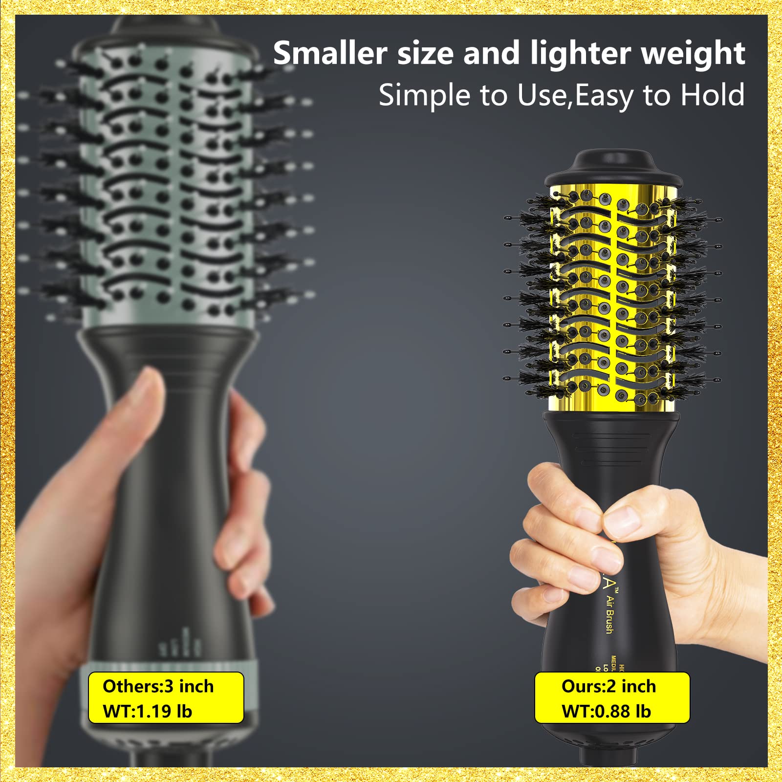 LURA Small Hot Air Brush for Shoulder-Length Styling, 2 Inch Blow Dryer and Styling Brush in One