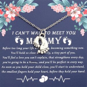 myospark mom to be necklace with message card pregnancy gift for first time mom expecting mom gift pregnant wife gift (mom feet nl)