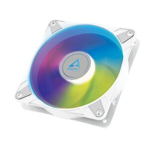 arctic p14 pwm pst a-rgb - pc fan, 140mm pwm case fan, optimised for static pressure, semi-passive: 200–1900 rpm (0 rpm <5%), 5v 3 pin a-rgb led, single fan - white