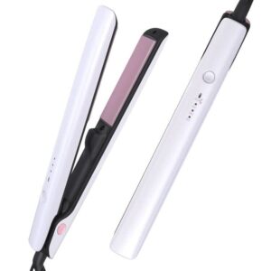 hair straightener and curler 2 in 1, negative ion flat iron curling with ceramic plates and dual voltage straightening iron for black women, with auto shut-off