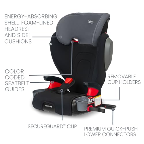 Britax Highpoint Backless Belt-Positioning Booster Seat, SafeWash Black Ombre