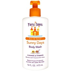 fairy tales sunny days chlorine removal body wash, for all age swimmers | after swim chlorine, salt and sunscreen removal | no harsh chemicals or toxins | easy to use pump - 16oz