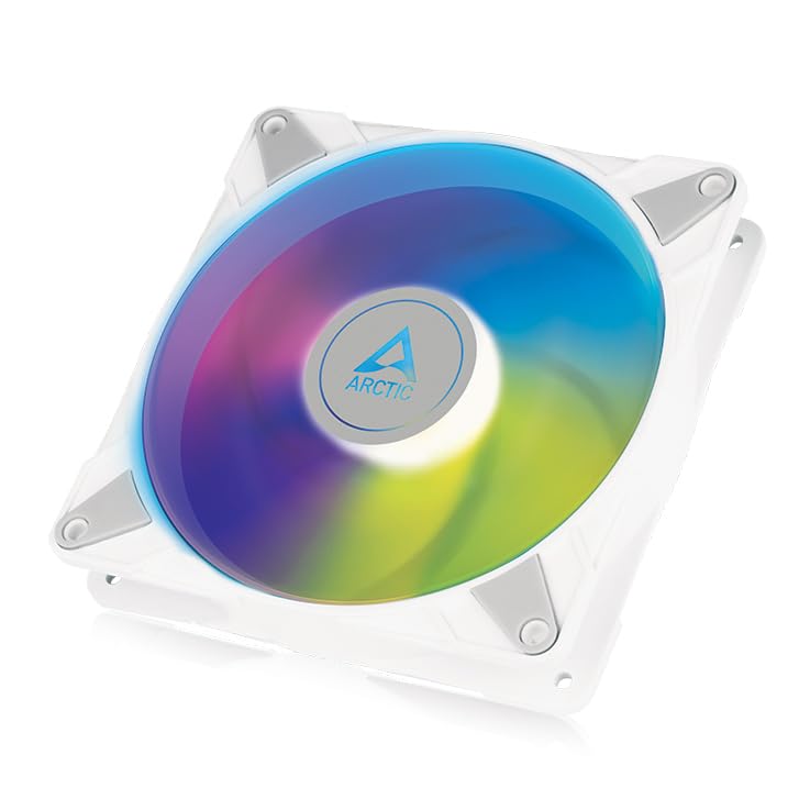 ARCTIC P14 PWM PST A-RGB - PC Fan, 140mm PWM Case Fan, Optimised for Static Pressure, Semi-Passive: 200–1900 RPM (0 RPM <5%), 5V 3 Pin A-RGB LED, Single Fan - White