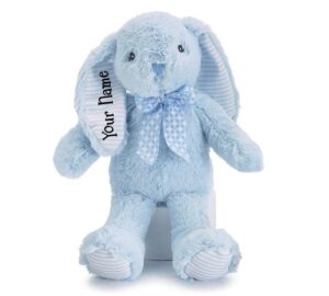 personalized blue bunny soft and floppy ear keepsake easter bunny - 8 inches