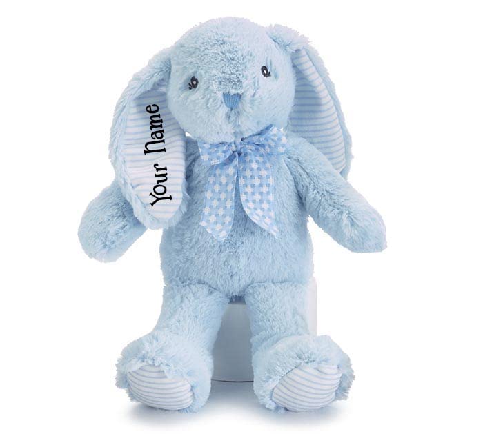 Personalized Blue Bunny Soft and Floppy Ear Keepsake Easter Bunny - 8 Inches