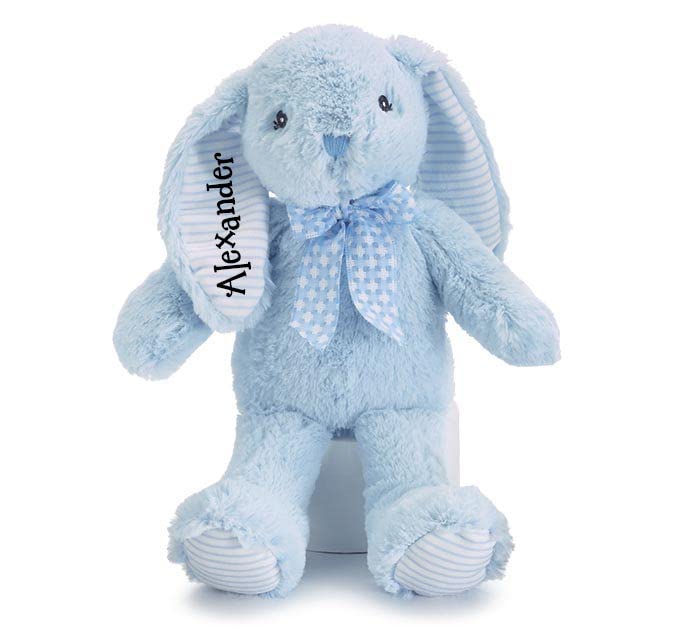 Personalized Blue Bunny Soft and Floppy Ear Keepsake Easter Bunny - 8 Inches