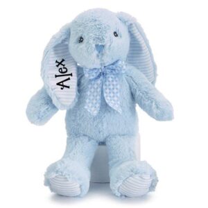 Personalized Blue Bunny Soft and Floppy Ear Keepsake Easter Bunny - 8 Inches