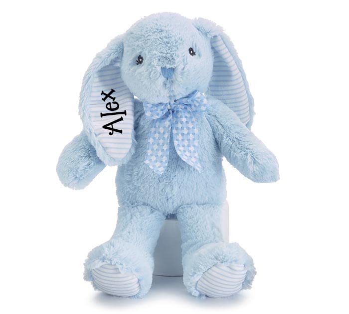 Personalized Blue Bunny Soft and Floppy Ear Keepsake Easter Bunny - 8 Inches