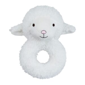 doindute baby lamb soft rattle toy, sheep plush infant shaker rattle easy-grasp stuffed animal toy, gifts for newborns babies toddlers boys girls, white, 5.5 inches