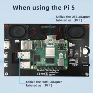 iPistBit 7" IPS LCD Touch Screen, No-Cable-Needed 1024X600 Dual-Speaker HDMI Small Touchscreen Monitor Compatible with Raspberry Pi 5 4 3 2 Zero B B+, Windows 11 10 8 7, Drive-Free