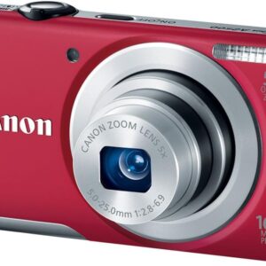 Canon PowerShot A2500 16MP Digital Camera with 5x Optical Image Stabilized Zoom with 2.7-Inch LCD (Red) (Renewed)