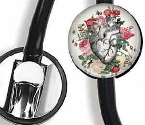 paujcxj heart and flower stethoscope tag,steth id tag,nurse badge