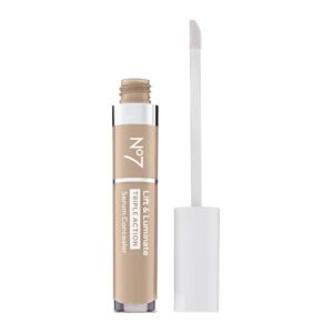 No7 Lift & Luminate Triple Action Serum Concealer - Fair - Anti Aging Liquid Concealer Makeup for Blemishes & Dark Circles - Medium to Full Coverage Concealer for Face (8ml)