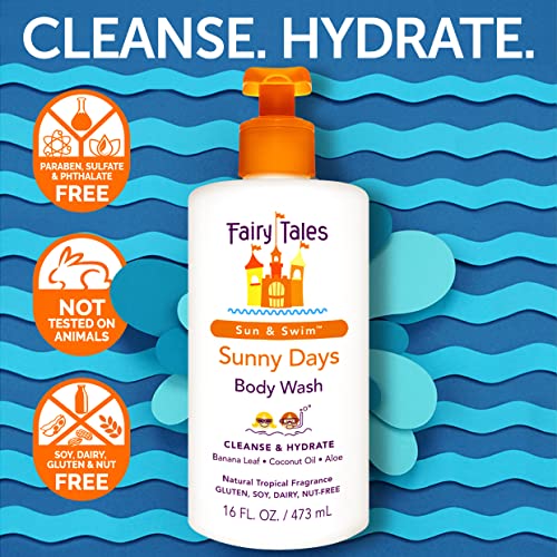 Fairy Tales Sunny Days Chlorine Removal Body Wash, For All Age Swimmers | After Swim Chlorine, Salt And Sunscreen Removal | No Harsh Chemicals or Toxins | Easy to use Pump - 16oz