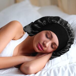 2 Pieces Long Silky Satin Sleep Bonnet for Curly Hair, Long Dreadlocks and Braids Hair Bonnets for Hair Care